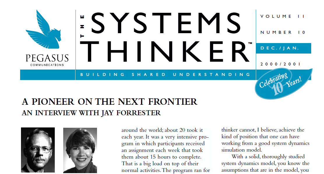 The Systems Thinker – A Pioneer on the Next Frontier: An Interview with ...