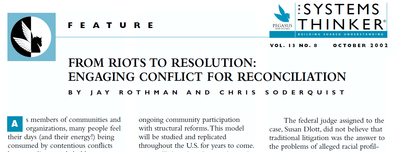 The Systems Thinker – From Riots to Resolution: Engaging Conflict for ...