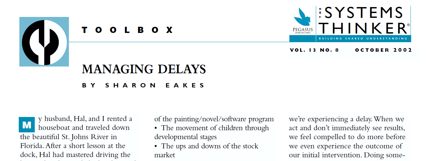 The Systems Thinker – Managing Delays - The Systems Thinker