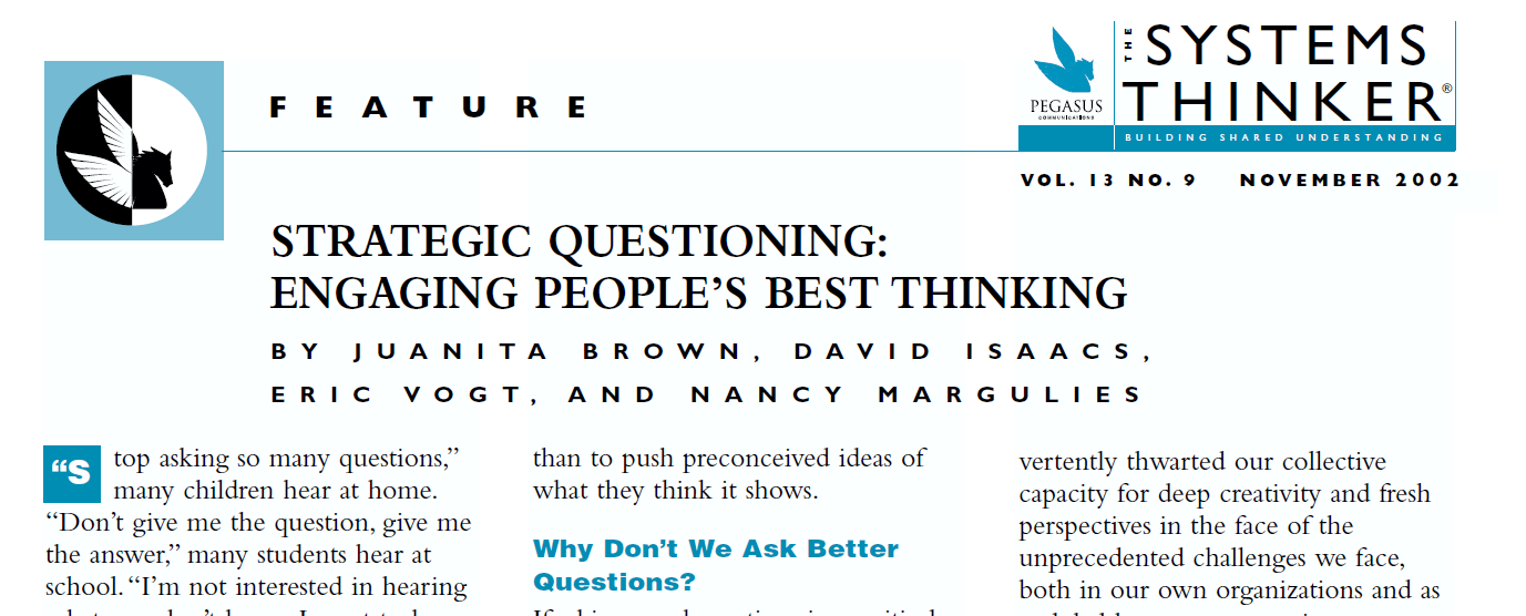The Systems Thinker – Strategic Questions: Engaging People's Best ...