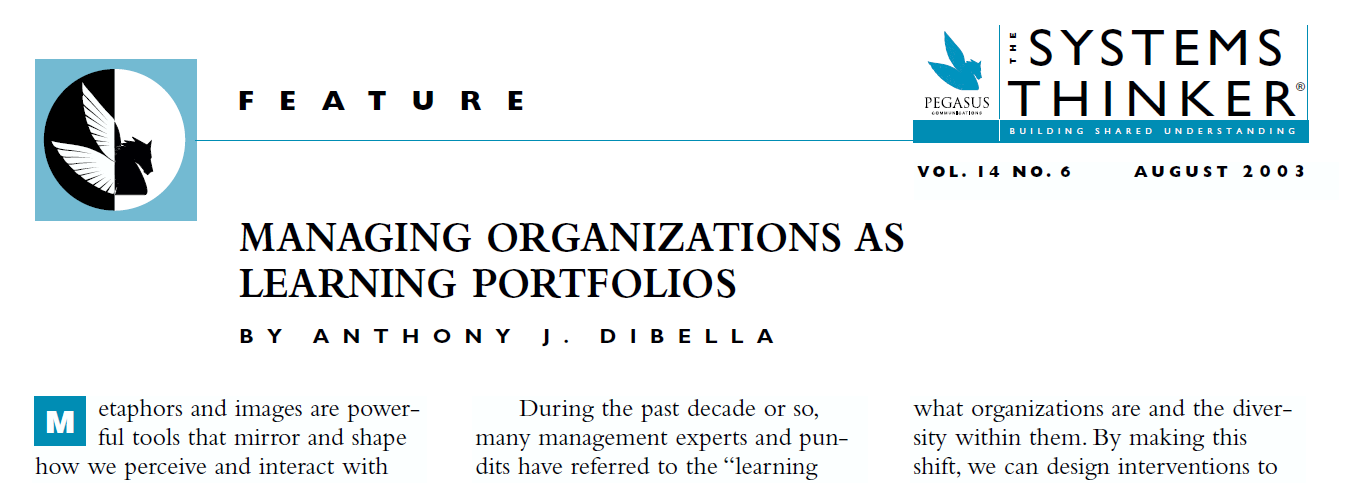 The Systems Thinker – Managing Organizations As Learning Portfolios ... The Systems Thinker – Managing Organizations As Learning Portfolios ...