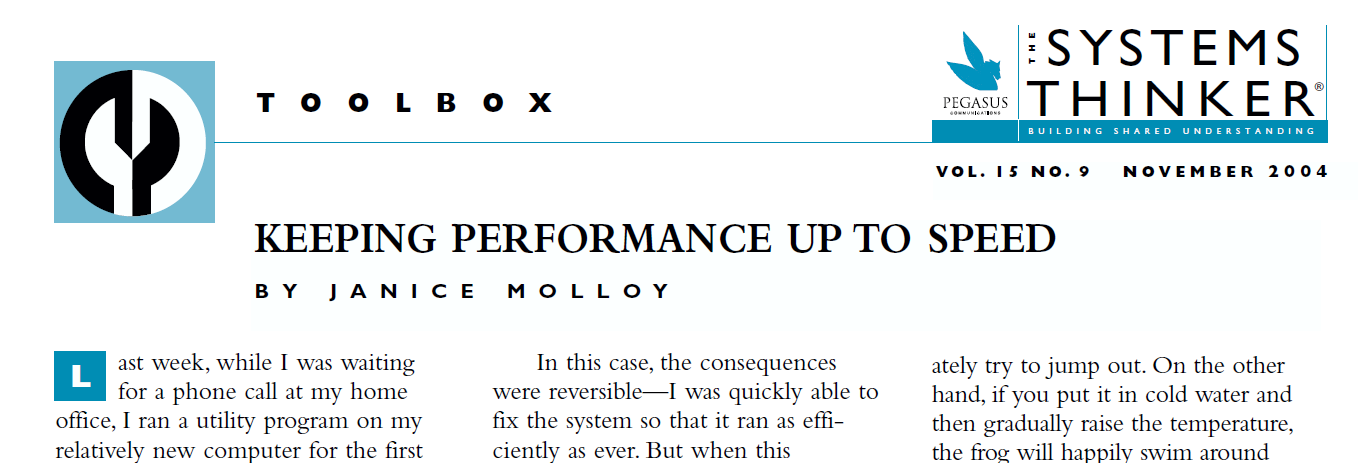 The Systems Thinker – Keeping Performance up to Speed - The Systems Thinker