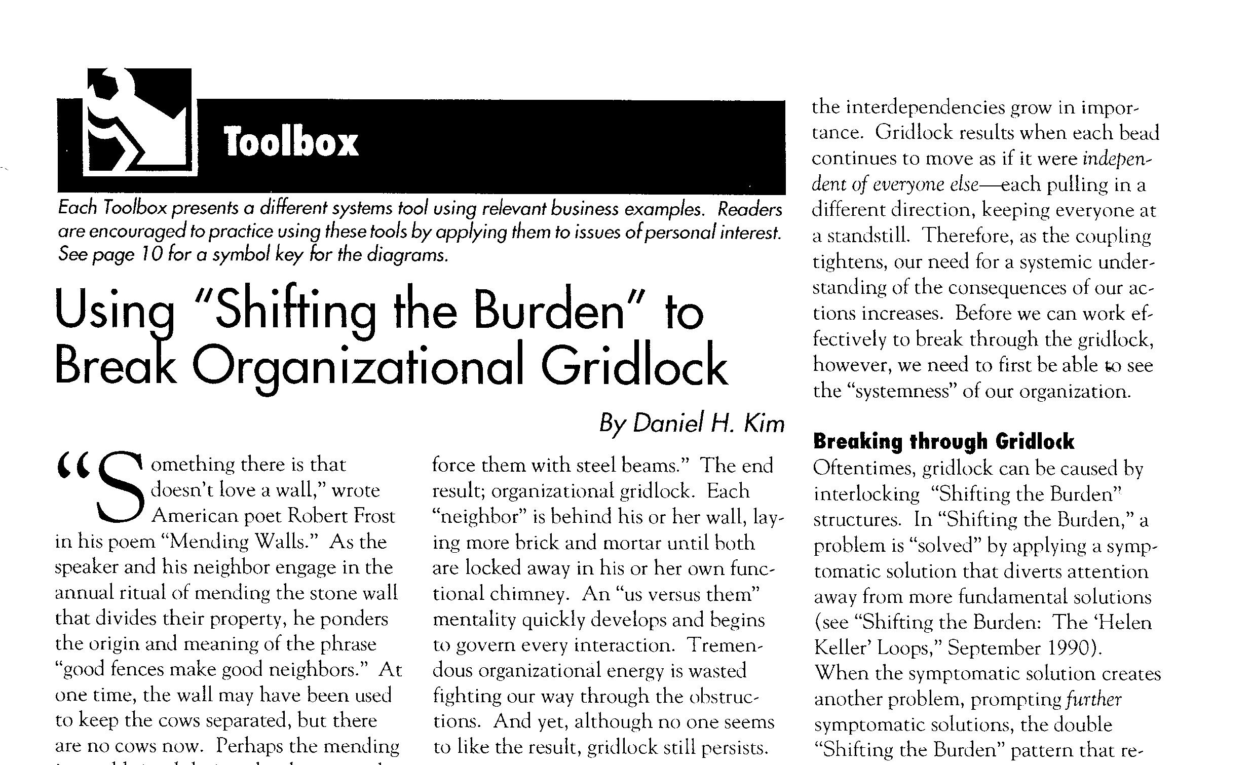 The Systems Thinker – Using "Shifting the Burden" to Break ...