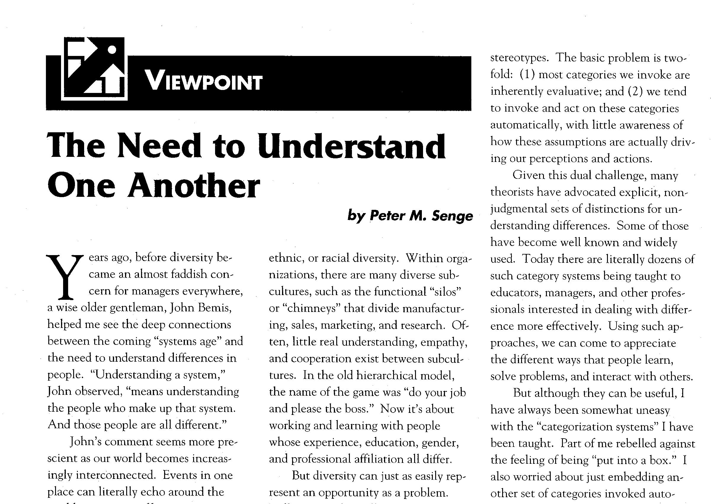 The Systems Thinker – The Need to Understand One Another - The Systems ...