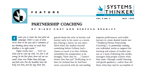 The Systems Thinker – Toolbox: Partnership Coaching - The Systems Thinker