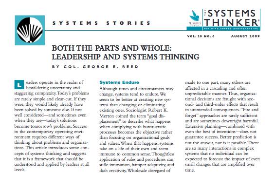 The Systems Thinker – Both the Parts and Whole: Leadership and Systems ...